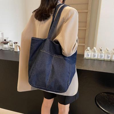 China New Style Shoulder Tote Bag Denim Made 2026 College Student Class Tote Bag Underarm Large Capacity Bag Women's Commuting Use for sale