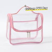 China PVC Clear Makeup Bags for Women Wholesale Modern-Style Transparent Portable Handheld Minimalist Waterproof Travel Toiletry Pouch for sale