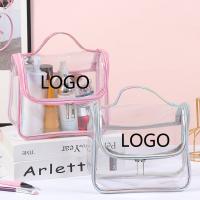 China PVC Clear Makeup Bags for Women Wholesale Modern-Style Transparent Portable Handheld Minimalist Waterproof Travel Toiletry Pouch for sale