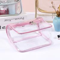 China PVC Clear Makeup Bags for Women Wholesale Modern-Style Transparent Portable Handheld Minimalist Waterproof Travel Toiletry Pouch for sale