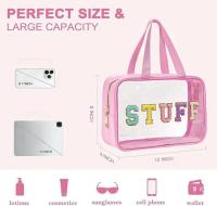 China Bestseller Large Capacity Toiletry Bag Double-Handle Storage PVC Clear Bag Custom Travel Alphabet Waterproof Makeup Pouch for sale