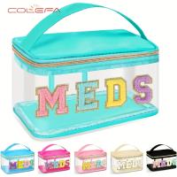 China Bestseller Large Capacity Toiletry Bag Double-Handle Storage PVC Clear Bag Custom Travel Alphabet Waterproof Makeup Pouch for sale