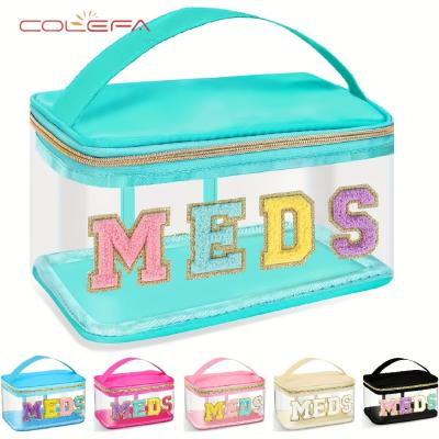 China Bestseller Large Capacity Toiletry Bag Double-Handle Storage PVC Clear Bag Custom Travel Alphabet Waterproof Makeup Pouch for sale