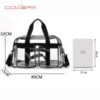 China PVC Transparent Travel Tote Bag Women's Large Capacity Shopping Fashionable Personalized Backpack Fully Waterproof Student School Bag for sale
