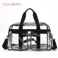 China PVC Transparent Travel Tote Bag Women's Large Capacity Shopping Fashionable Personalized Backpack Fully Waterproof Student School Bag for sale