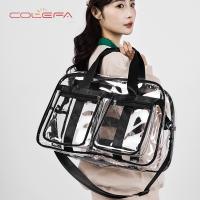 China PVC Transparent Travel Tote Bag Women's Large Capacity Shopping Fashionable Personalized Backpack Fully Waterproof Student School Bag for sale