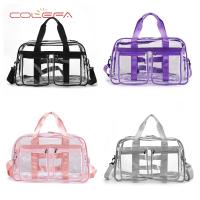 China PVC Transparent Travel Tote Bag Women's Large Capacity Shopping Fashionable Personalized Backpack Fully Waterproof Student School Bag for sale