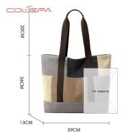 China New Style Shoulder Tote Bag Ladies Minimalist Fashion Korean-Style Large Capacity Color-Blocked Patchwork Versatile Canvas Bag for sale