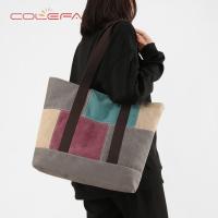 China New Style Shoulder Tote Bag Ladies Minimalist Fashion Korean-Style Large Capacity Color-Blocked Patchwork Versatile Canvas Bag for sale