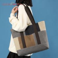 China New Style Shoulder Tote Bag Ladies Minimalist Fashion Korean-Style Large Capacity Color-Blocked Patchwork Versatile Canvas Bag for sale