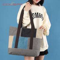 China New Style Shoulder Tote Bag Ladies Minimalist Fashion Korean-Style Large Capacity Color-Blocked Patchwork Versatile Canvas Bag for sale