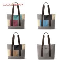 China New Style Shoulder Tote Bag Ladies Minimalist Fashion Korean-Style Large Capacity Color-Blocked Patchwork Versatile Canvas Bag for sale