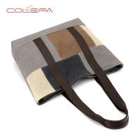 China New Style Shoulder Tote Bag Ladies Minimalist Fashion Korean-Style Large Capacity Color-Blocked Patchwork Versatile Canvas Bag for sale