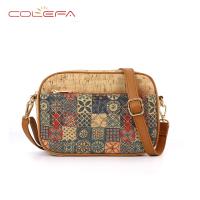 China Hot-selling Bark-Print Crossbody Bag Cork Checkered Print Eco-friendly Bags Small Square Shaped Fashion Essential Women's Bag for sale