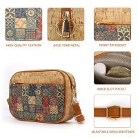 China Hot-selling Bark-Print Crossbody Bag Cork Checkered Print Eco-friendly Bags Small Square Shaped Fashion Essential Women's Bag for sale