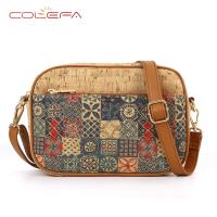 China Hot-selling Bark-Print Crossbody Bag Cork Checkered Print Eco-friendly Bags Small Square Shaped Fashion Essential Women's Bag for sale
