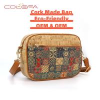 China Hot-selling Bark-Print Crossbody Bag Cork Checkered Print Eco-friendly Bags Small Square Shaped Fashion Essential Women's Bag for sale