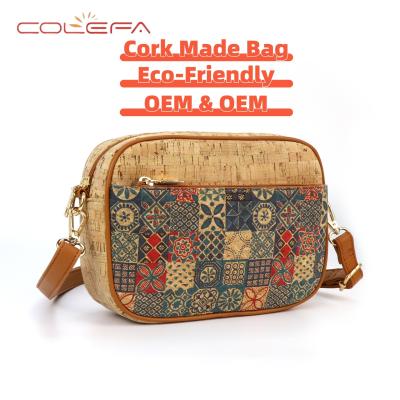 China Hot-selling Bark-Print Crossbody Bag Cork Checkered Print Eco-friendly Bags Small Square Shaped Fashion Essential Women's Bag for sale