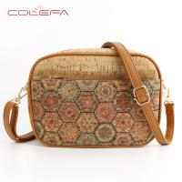 China Hot-selling Bark-Print Crossbody Bag Cork Checkered Print Eco-friendly Bags Small Square Shaped Fashion Essential Women's Bag for sale