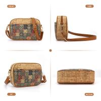 China Hot-selling Bark-Print Crossbody Bag Cork Checkered Print Eco-friendly Bags Small Square Shaped Fashion Essential Women's Bag for sale