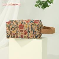 China New Casual Fashion Women's Cosmetic Bag Ethnic-Style Handheld Large-Capacity Eco Bark Cork Makeup Bag Rectangular Storage Pouch for sale
