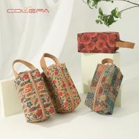 China New Casual Fashion Women's Cosmetic Bag Ethnic-Style Handheld Large-Capacity Eco Bark Cork Makeup Bag Rectangular Storage Pouch for sale