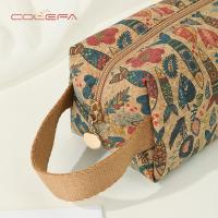 China New Casual Fashion Women's Cosmetic Bag Ethnic-Style Handheld Large-Capacity Eco Bark Cork Makeup Bag Rectangular Storage Pouch for sale