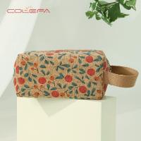 China New Casual Fashion Women's Cosmetic Bag Ethnic-Style Handheld Large-Capacity Eco Bark Cork Makeup Bag Rectangular Storage Pouch for sale