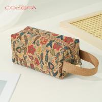 China New Casual Fashion Women's Cosmetic Bag Ethnic-Style Handheld Large-Capacity Eco Bark Cork Makeup Bag Rectangular Storage Pouch for sale