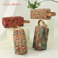 China New Casual Fashion Women's Cosmetic Bag Ethnic-Style Handheld Large-Capacity Eco Bark Cork Makeup Bag Rectangular Storage Pouch for sale