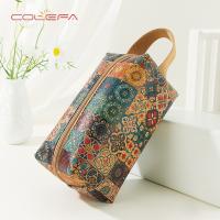 China New Casual Fashion Women's Cosmetic Bag Ethnic-Style Handheld Large-Capacity Eco Bark Cork Makeup Bag Rectangular Storage Pouch for sale