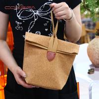 China Cork Made Tote Bags Vintage Wood Grain Eco-Friendly Bags Factory Custom Training Institution Gift Tote Bags with Printing for sale