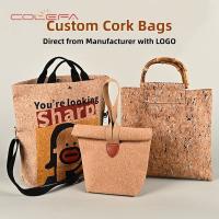 China Cork Made Tote Bags Vintage Wood Grain Eco-Friendly Bags Factory Custom Training Institution Gift Tote Bags with Printing for sale