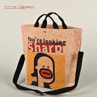 China Cork Made Tote Bags Vintage Wood Grain Eco-Friendly Bags Factory Custom Training Institution Gift Tote Bags with Printing for sale