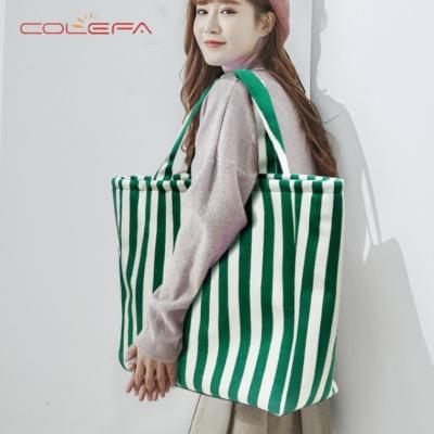 China New Arrival Striped Canvas Tote Bag Fashion Popular Multi-Color Large Capacity Women's Tote Bag for Beach & Daily Commuting for sale