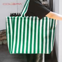 China New Arrival Striped Canvas Tote Bag Fashion Popular Multi-Color Large Capacity Women's Tote Bag for Beach & Daily Commuting for sale
