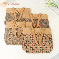 China 2026 New Trends European Cork Bark Shoulder Tote Bag with Ethnic-Style Printed Tote Bag Eco-Friendly with LOGO for sale