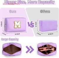 China 26 Embroidered Letter PU Leather Made Cosmetic Toiletry Bag Large Capacity Octagonal Travel Organizer Makeup Clutch for sale