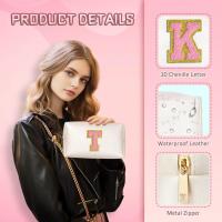 China 26 Embroidered Letter PU Leather Made Cosmetic Toiletry Bag Large Capacity Octagonal Travel Organizer Makeup Clutch for sale