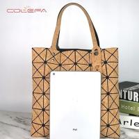 China Bark-Patterned Cork Tote Bags Women's Sophisticated Shoulder Bag Fashionable Handbag with Pleated Folds Stylish Shopping Tote for sale