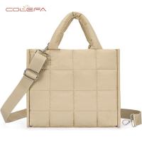 China Quilted Cotton Crossbody Bag Lightweight Puffy Tote with Large Capacity Adjustable Shoulder Strap for Shoulder Carry for sale