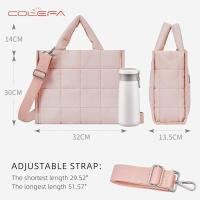China Quilted Cotton Crossbody Bag Lightweight Puffy Tote with Large Capacity Adjustable Shoulder Strap for Shoulder Carry for sale