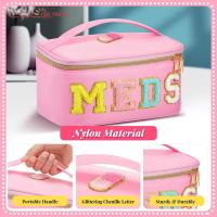 China Polyester Large Capacity Bag with Embroidered Letters Cosmetic Pouch Travel & Daily Use Toiletry Bag Portable Makeup Storage Bag for sale