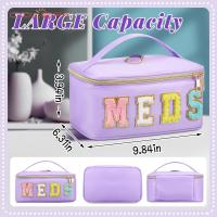 China Polyester Large Capacity Bag with Embroidered Letters Cosmetic Pouch Travel & Daily Use Toiletry Bag Portable Makeup Storage Bag for sale