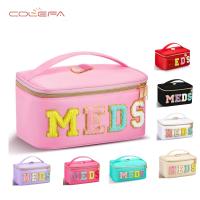 China Polyester Large Capacity Bag with Embroidered Letters Cosmetic Pouch Travel & Daily Use Toiletry Bag Portable Makeup Storage Bag for sale