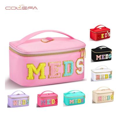 China Polyester Large Capacity Bag with Embroidered Letters Cosmetic Pouch Travel & Daily Use Toiletry Bag Portable Makeup Storage Bag for sale