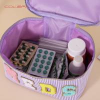 China Polyester Handheld Embroidered Letter Makeup Bags Large Capacity Wide-Opening Multi-Functional Storage Pouch Preppy-Style Toiletry Bag for sale