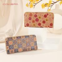 China Retro Women's Long-Style Zippered Wallet Phone Case with Printing Bestseller Eco-Friendly Cork Bark Wallet Travel Souvenir for sale