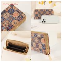 China Retro Women's Long-Style Zippered Wallet Phone Case with Printing Bestseller Eco-Friendly Cork Bark Wallet Travel Souvenir for sale