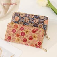 China Retro Women's Long-Style Zippered Wallet Phone Case with Printing Bestseller Eco-Friendly Cork Bark Wallet Travel Souvenir for sale